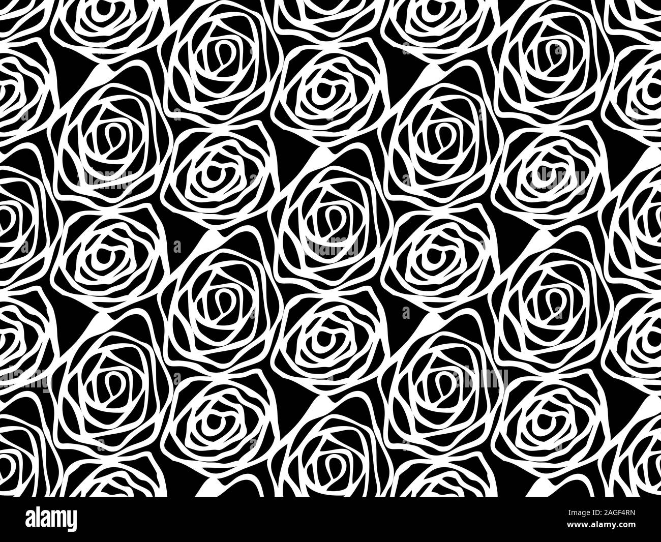 Hand drawn swirl rose flower pattern seamless repeat background Stock ...