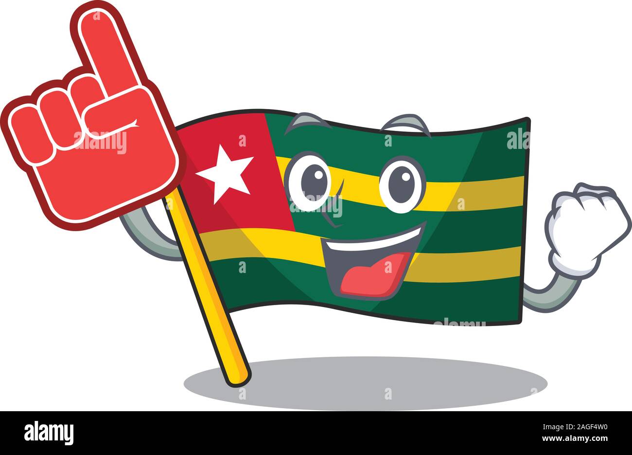 Flag togo Scroll mascot cartoon style with Foam finger Stock Vector ...