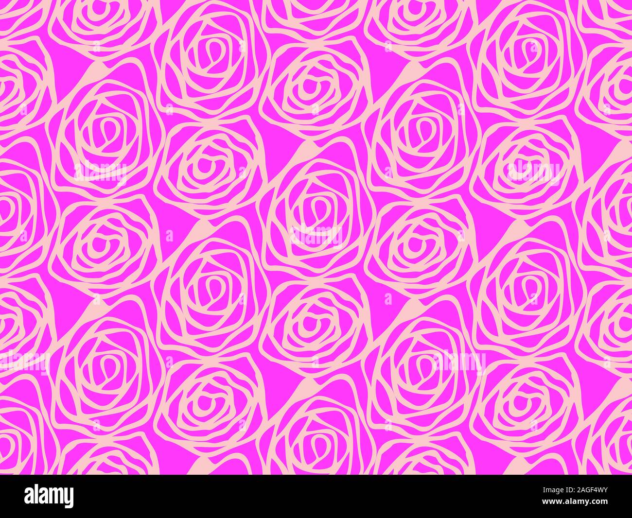 Hand drawn swirl rose flower pattern seamless repeat background Stock ...