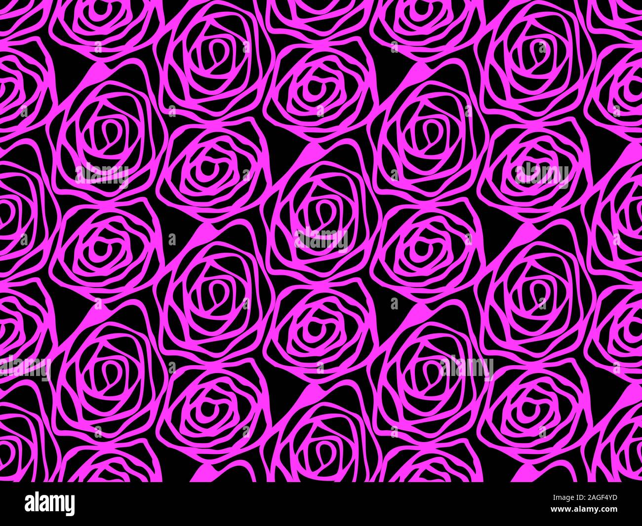 Hand drawn swirl rose flower pattern seamless repeat background Stock ...
