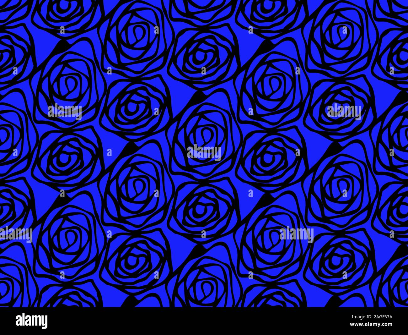Hand drawn swirl rose flower pattern seamless repeat background Stock ...