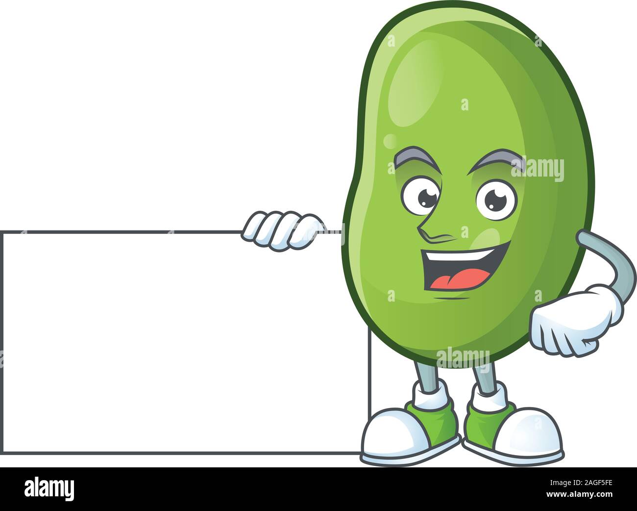 cute green beans cartoon character with a board Stock Vector Image ...