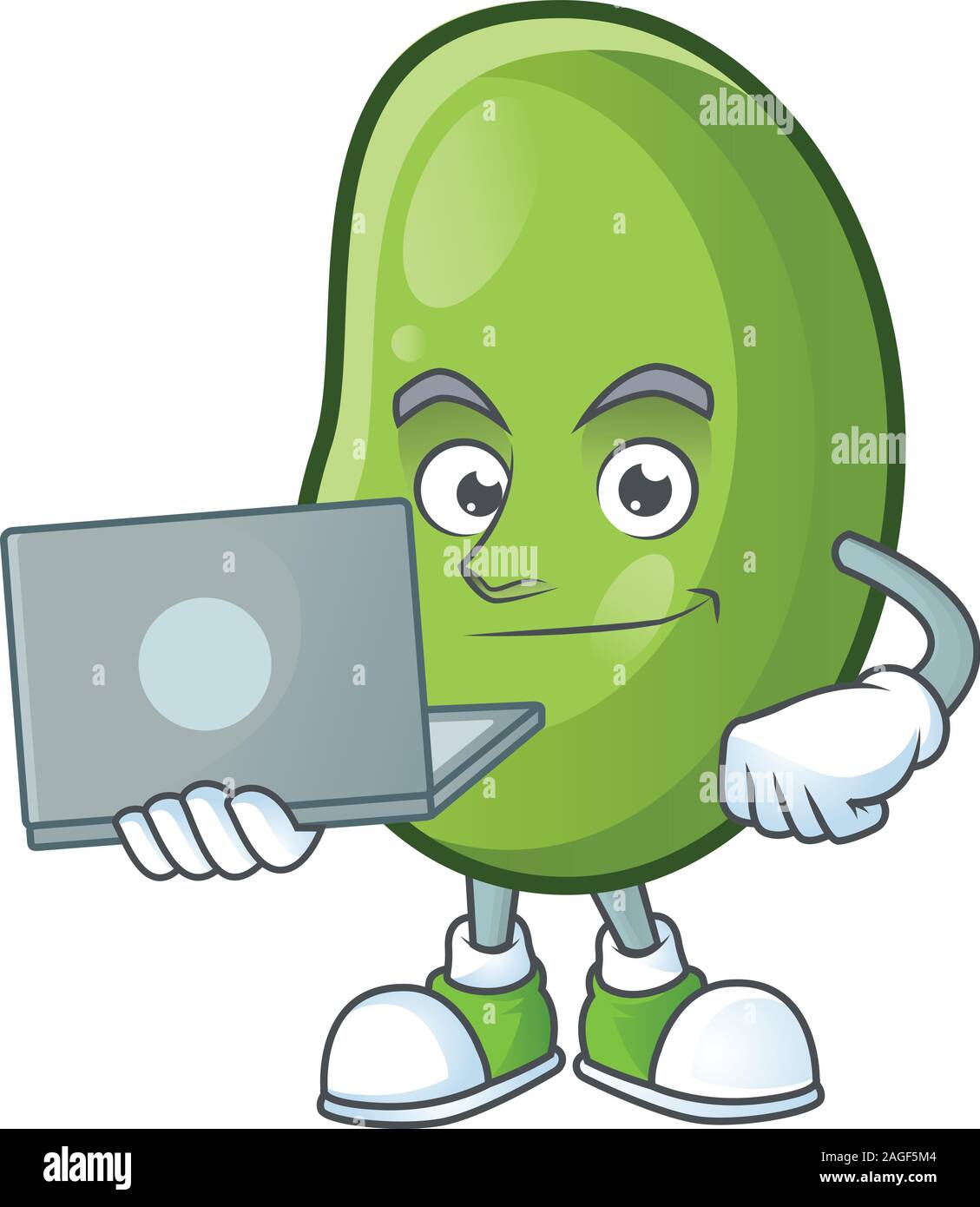 Smart green beans cartoon character working with laptop Stock Vector ...