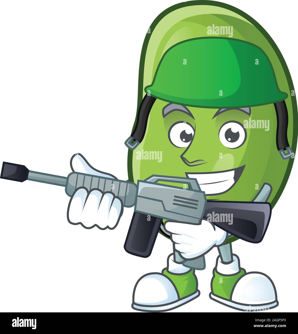 A mascot of green beans as an Army with machine gun Stock Vector Image ...