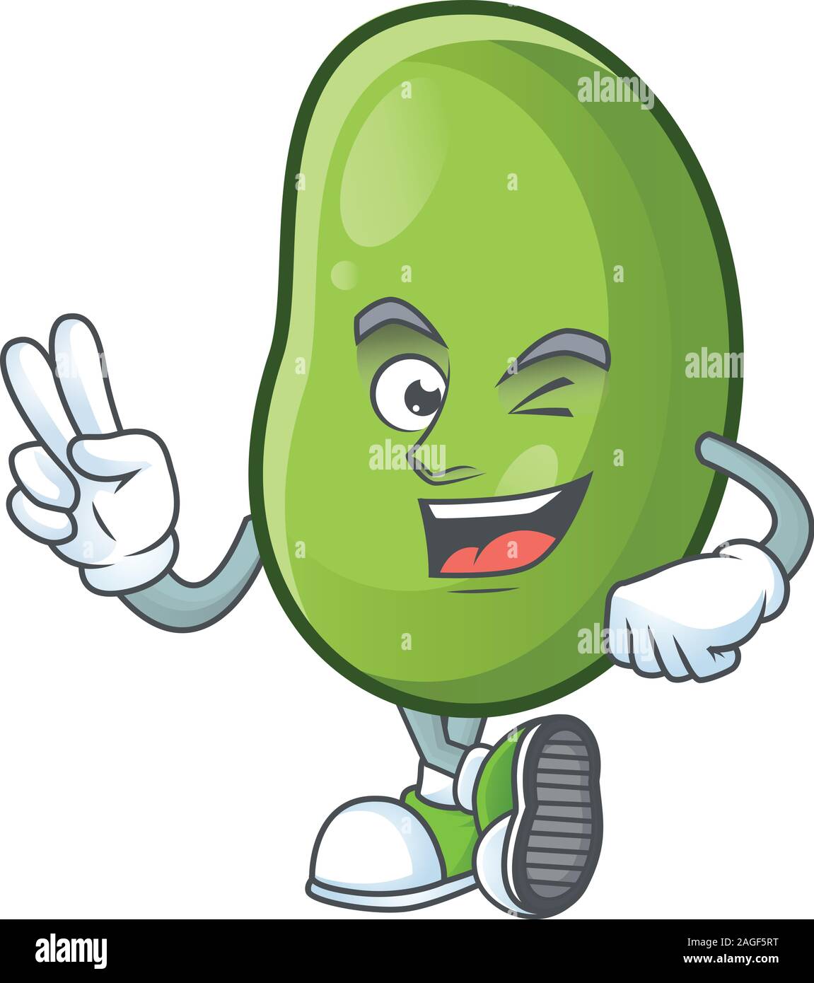 Green beans cartoon mascot style with two fingers Stock Vector Image ...