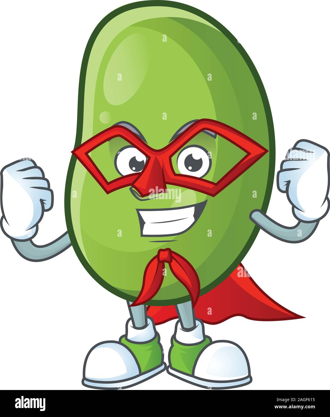 A cartoon of green beans with Super hero costume Stock Vector Image ...
