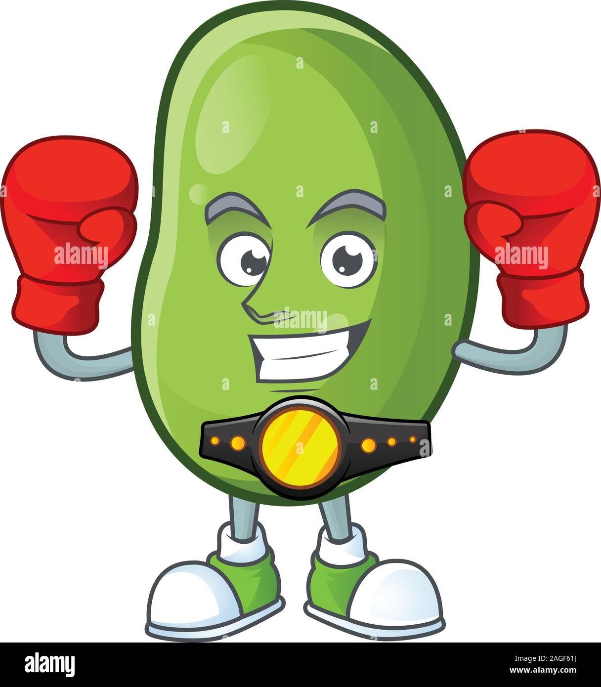 Funny Face Boxing green beans cartoon character design Stock Vector ...