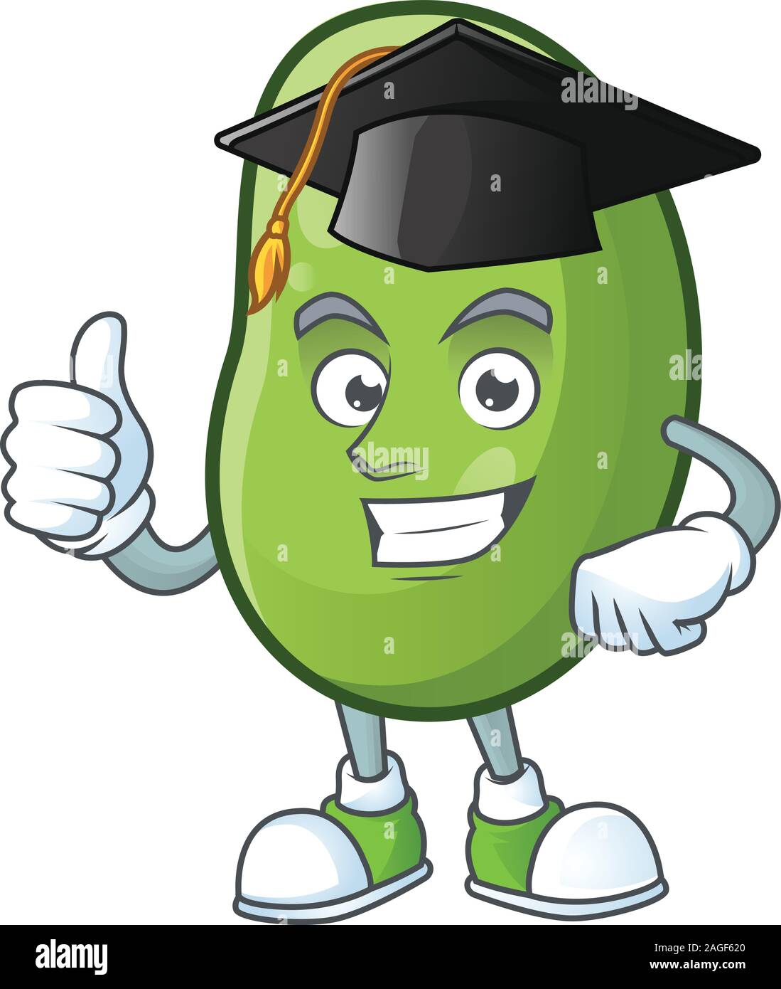 Happy green beans wearing a black Graduation hat Stock Vector Image ...