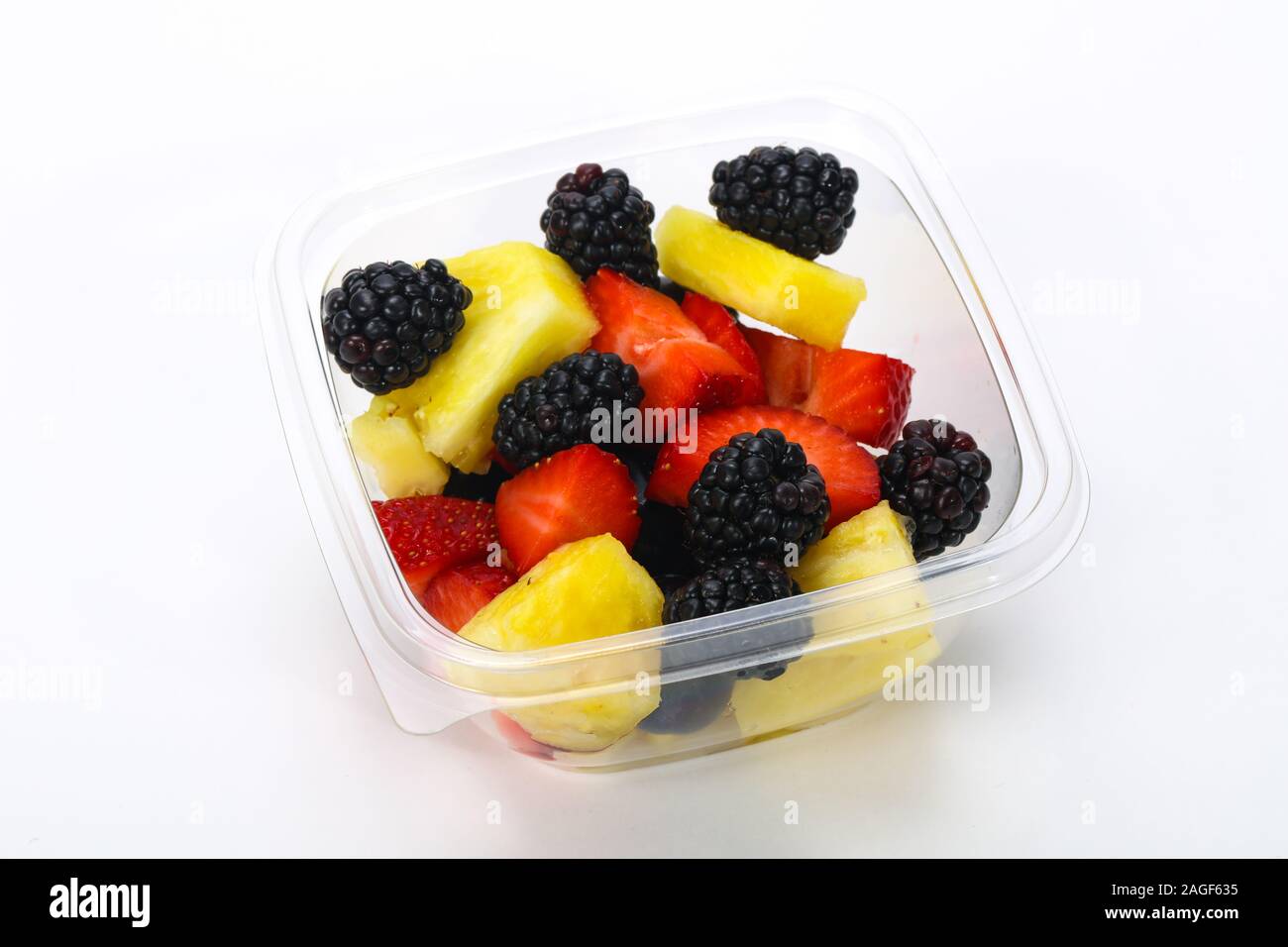 Sliced tropical fruit mix snack in the box Stock Photo - Alamy