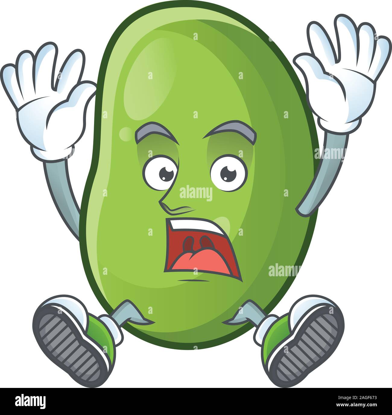 Cartoon character of green beans style with shocking gesture Stock ...