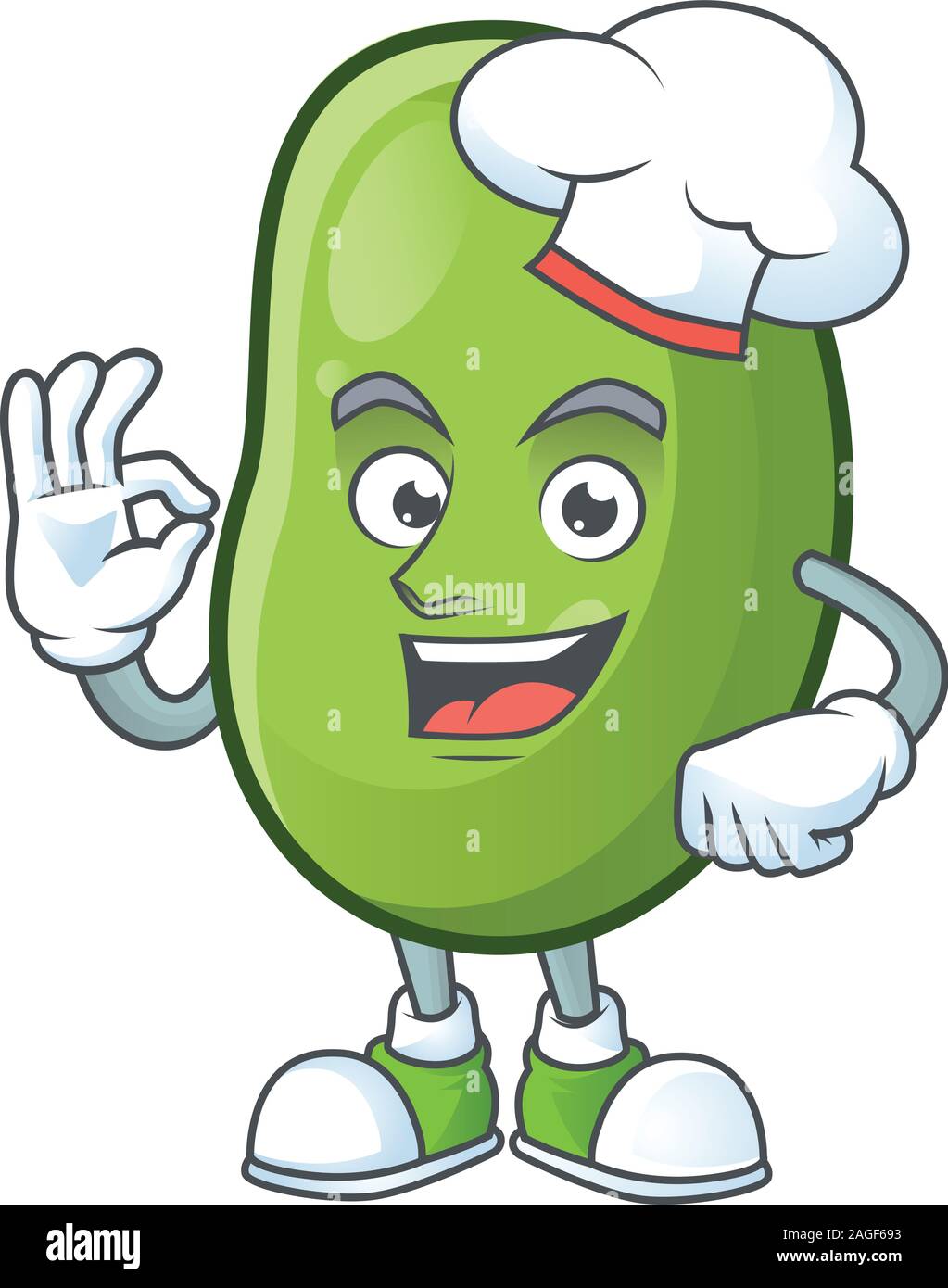 Smiley Face chef green beans character with white hat Stock Vector ...