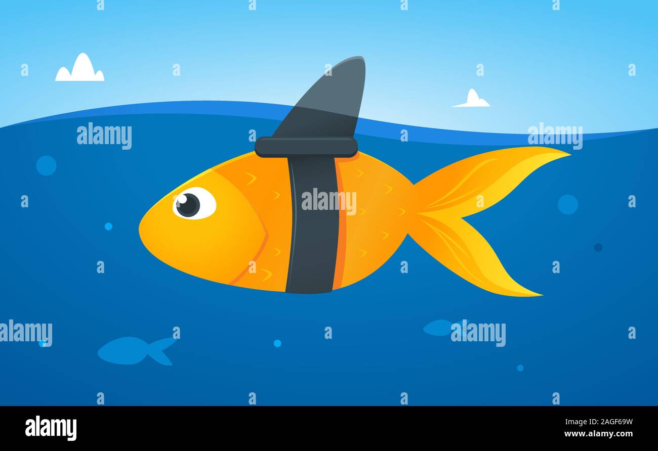 Gold Fish wear shark fin. Isolated Vector Illustration Stock Vector ...