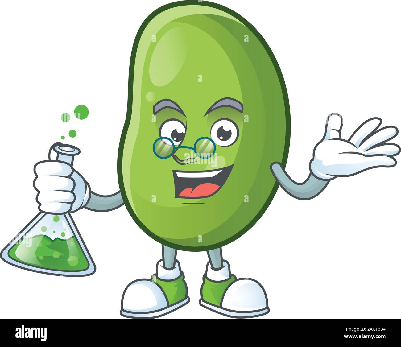Smart green beans cartoon character holding glass tube Stock Vector ...