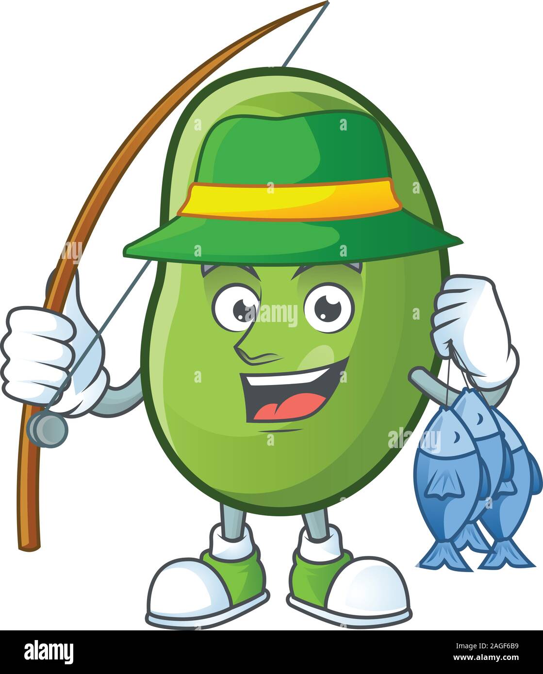 Cheerful face Fishing green beans mascot design Stock Vector Image ...
