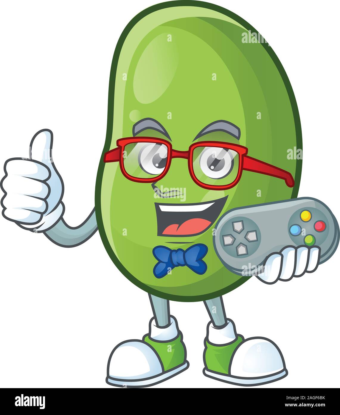 cool geek gamer green beans cartoon character design Stock Vector Image ...
