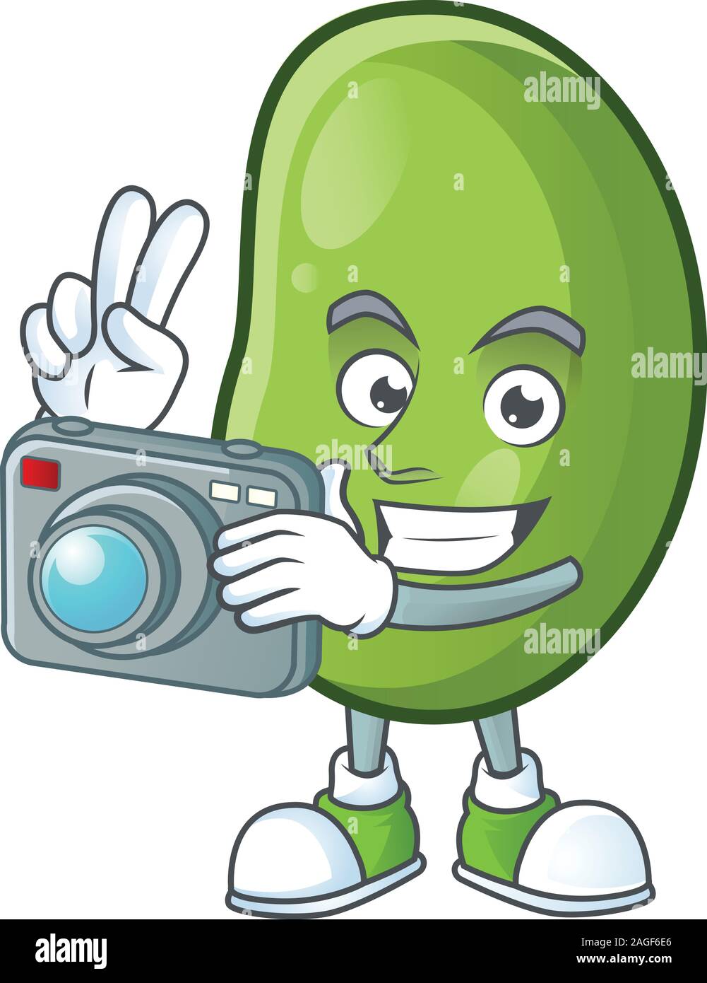 Smart Photographer green beans cartoon mascot with a camera Stock ...