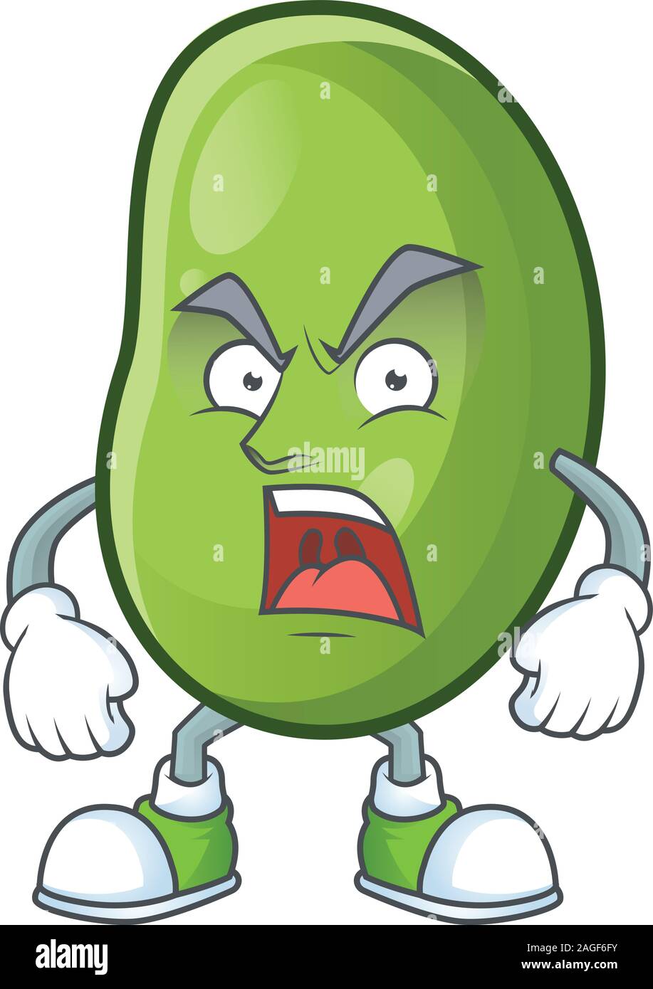angry face of green beans cartoon character style Stock Vector Image ...