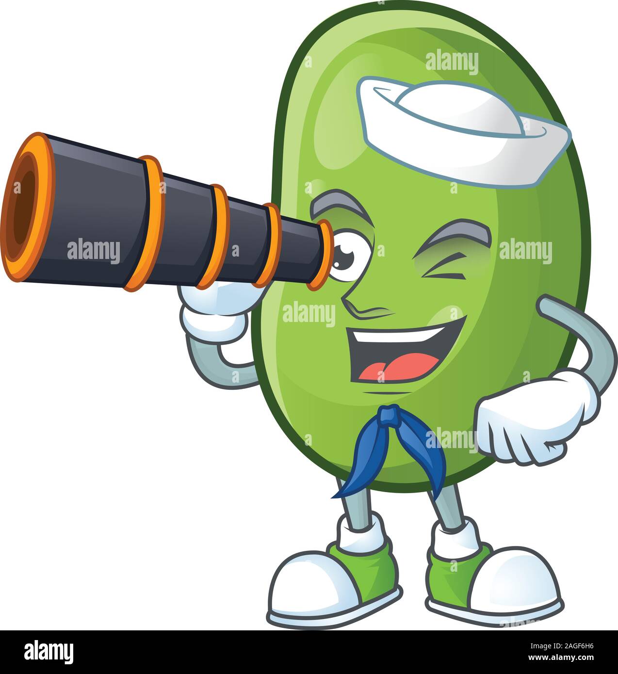 Picture of Smiling happy Sailor green beans with binocular Stock Vector ...