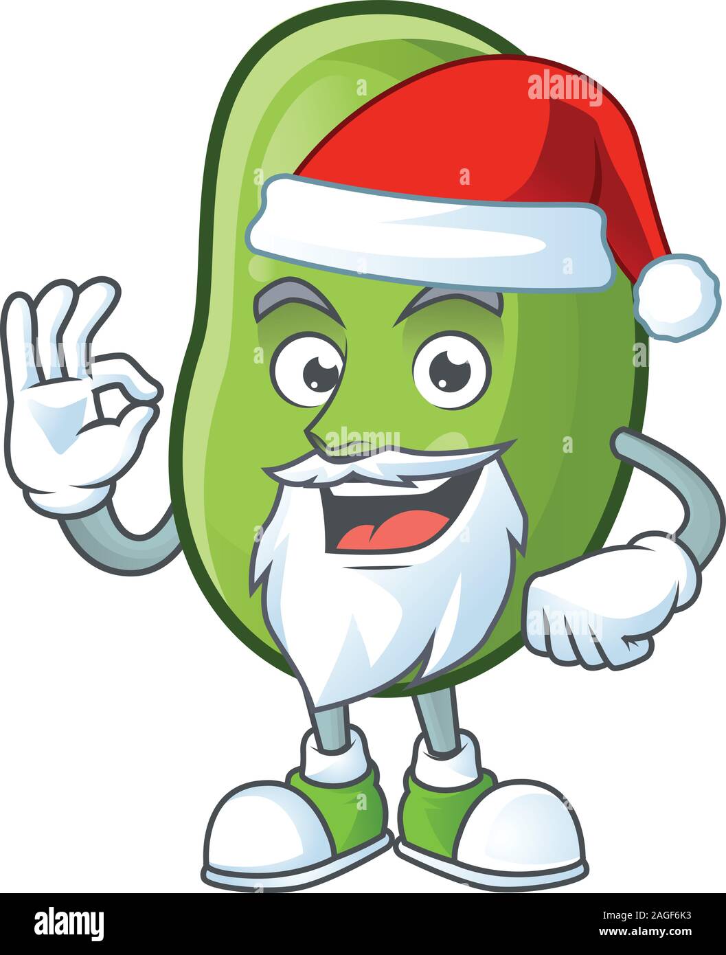 Happy green beans in Santa costume mascot style Stock Vector Image ...