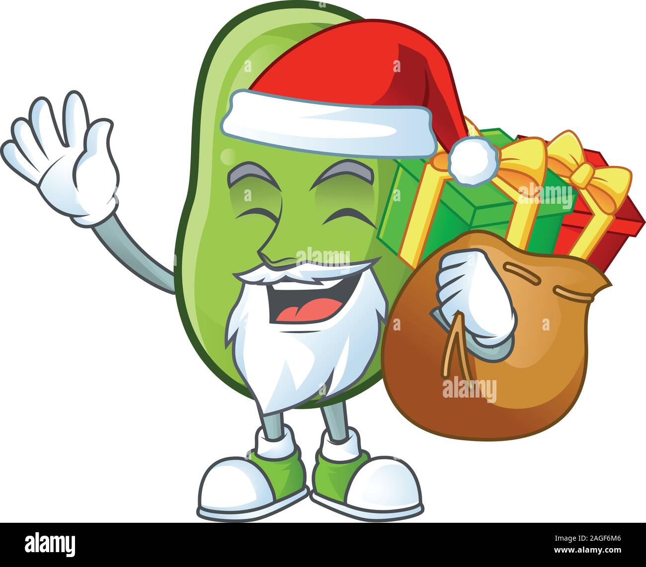 Santa Claus with gift bag green beans Cartoon design Stock Vector Image ...