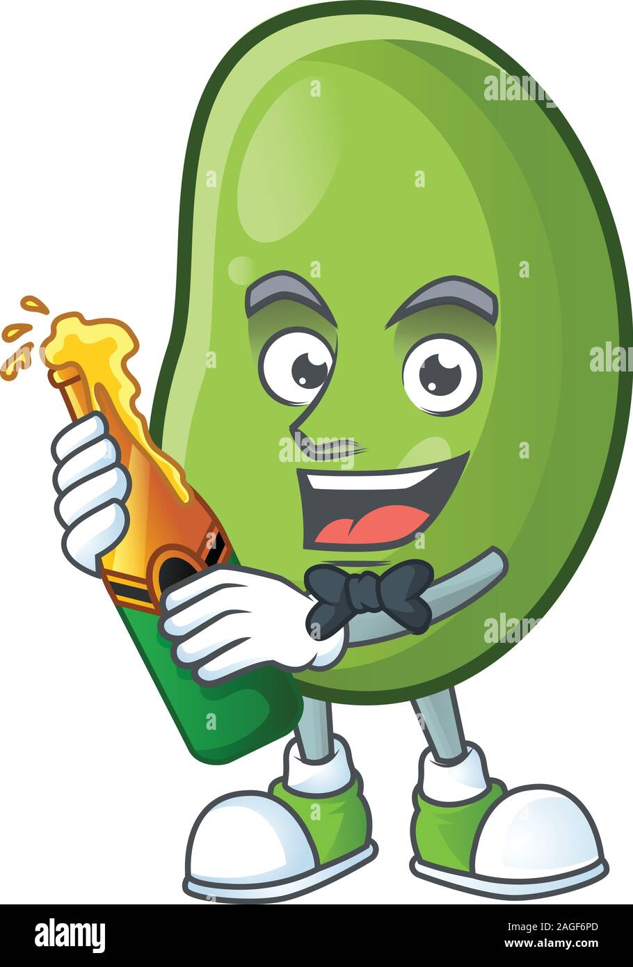 Happy green beans with beer cartoon character design Stock Vector Image ...