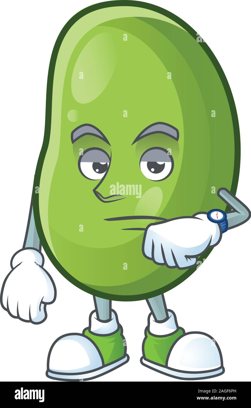 Picture of waiting green beans on cartoon mascot style design Stock ...