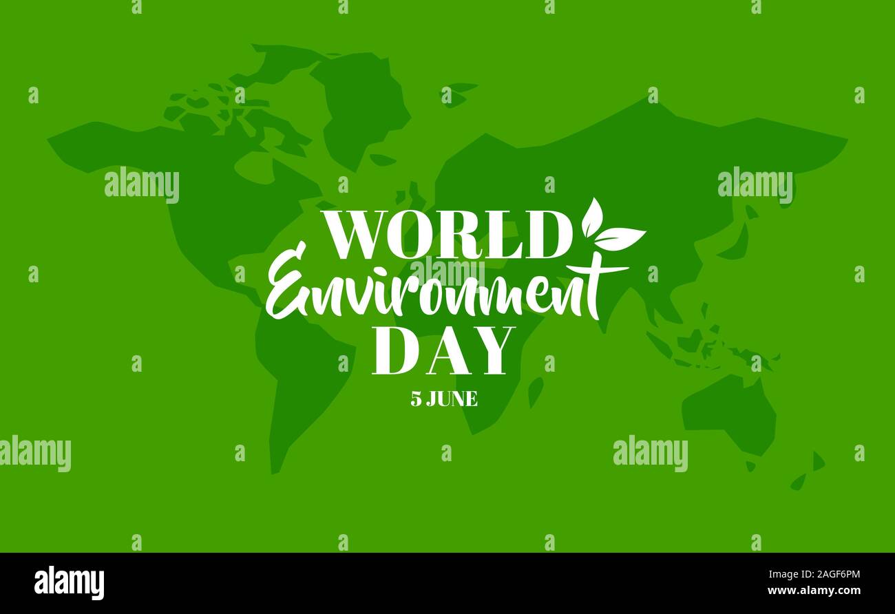 World Environment Day in green background. Isolated Vector Illustration ...