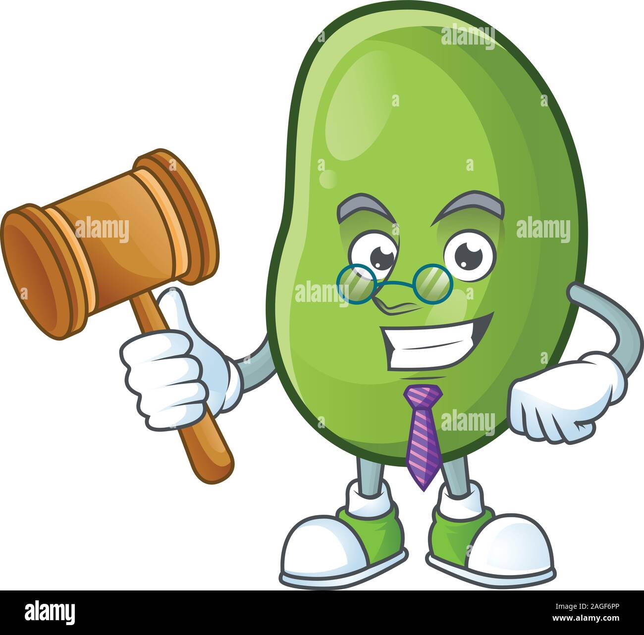 A professional judge green beans presented in cartoon character design ...