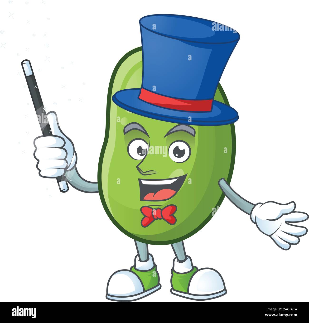 Cartoon character of green beans performance as a Magician Stock Vector ...