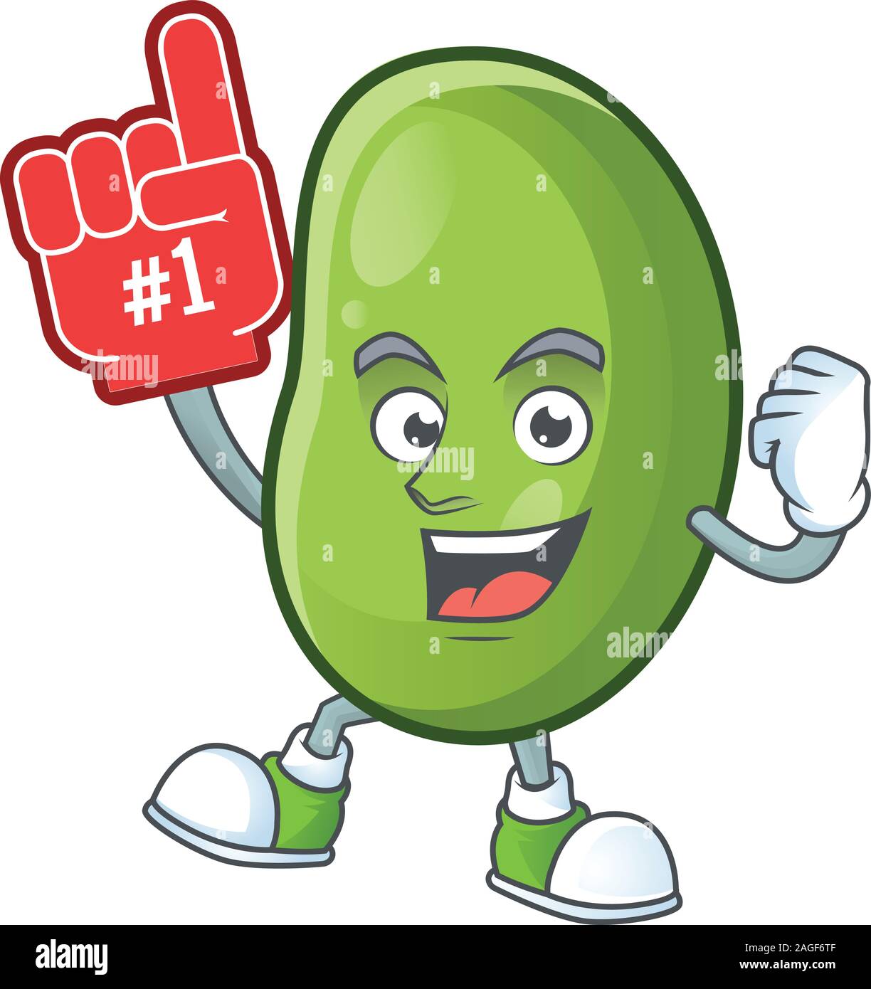 Funny green beans mascot cartoon style with Foam finger Stock Vector ...