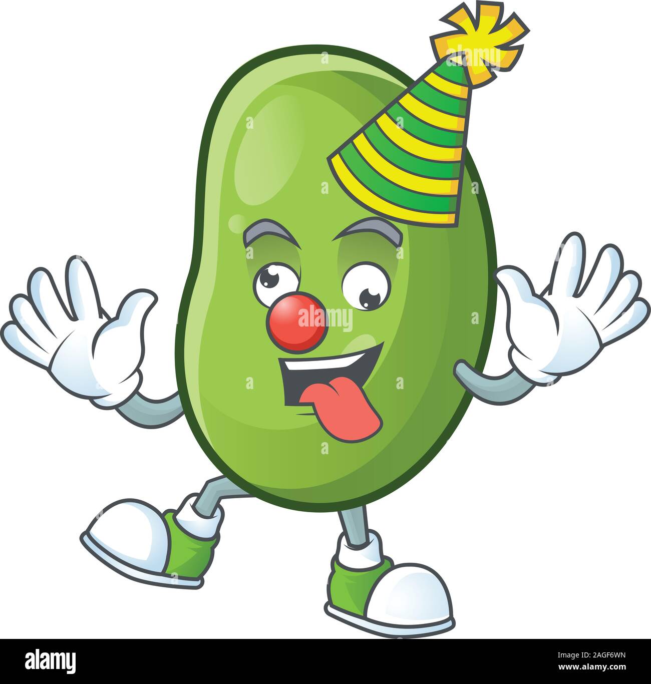 Funny Clown green beans on cartoon character mascot design Stock Vector ...