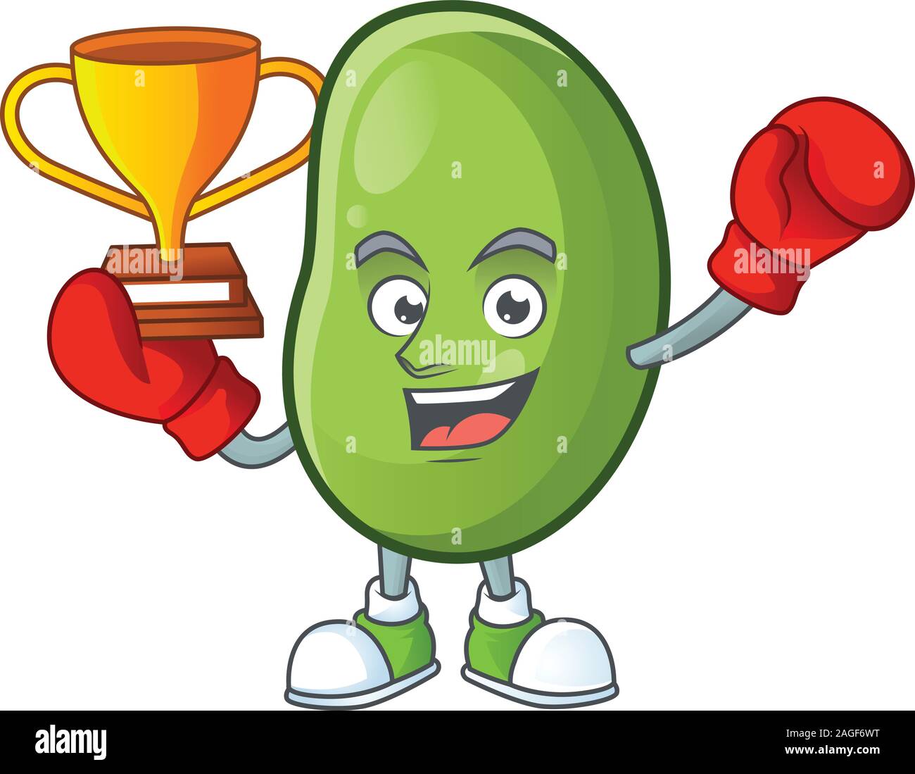 Super cool Boxing winner green beans in mascot cartoon style Stock ...