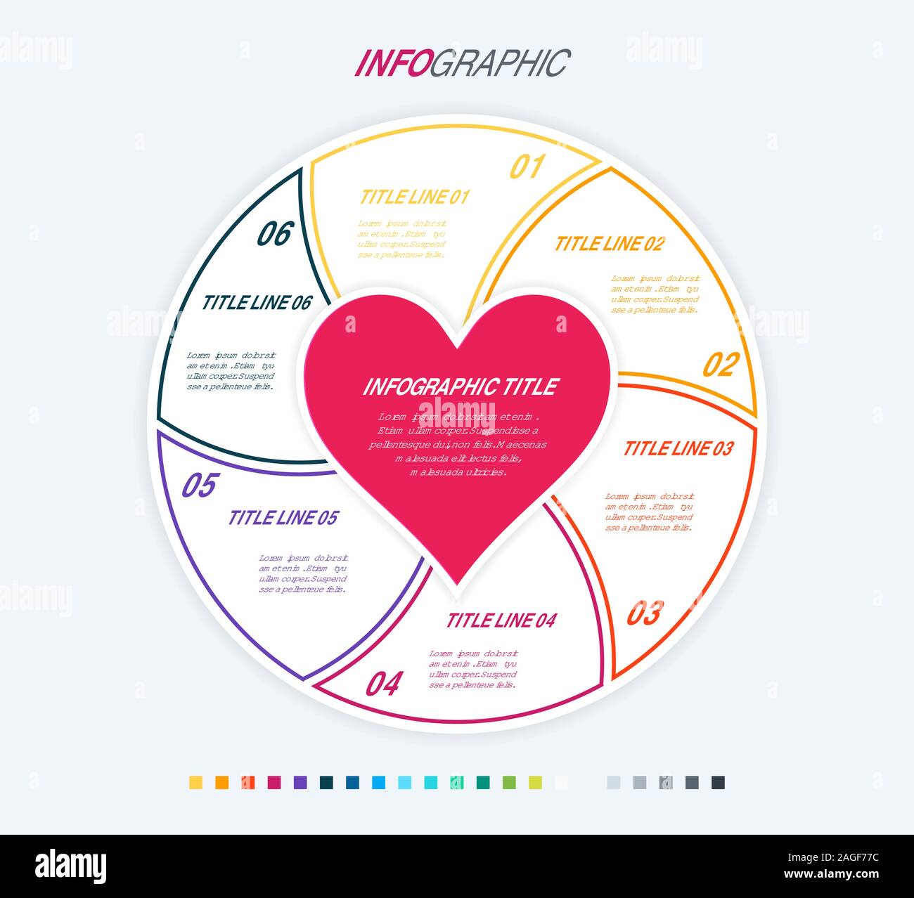 Infographic love template. 6 steps design with beautiful colors. Vector ...