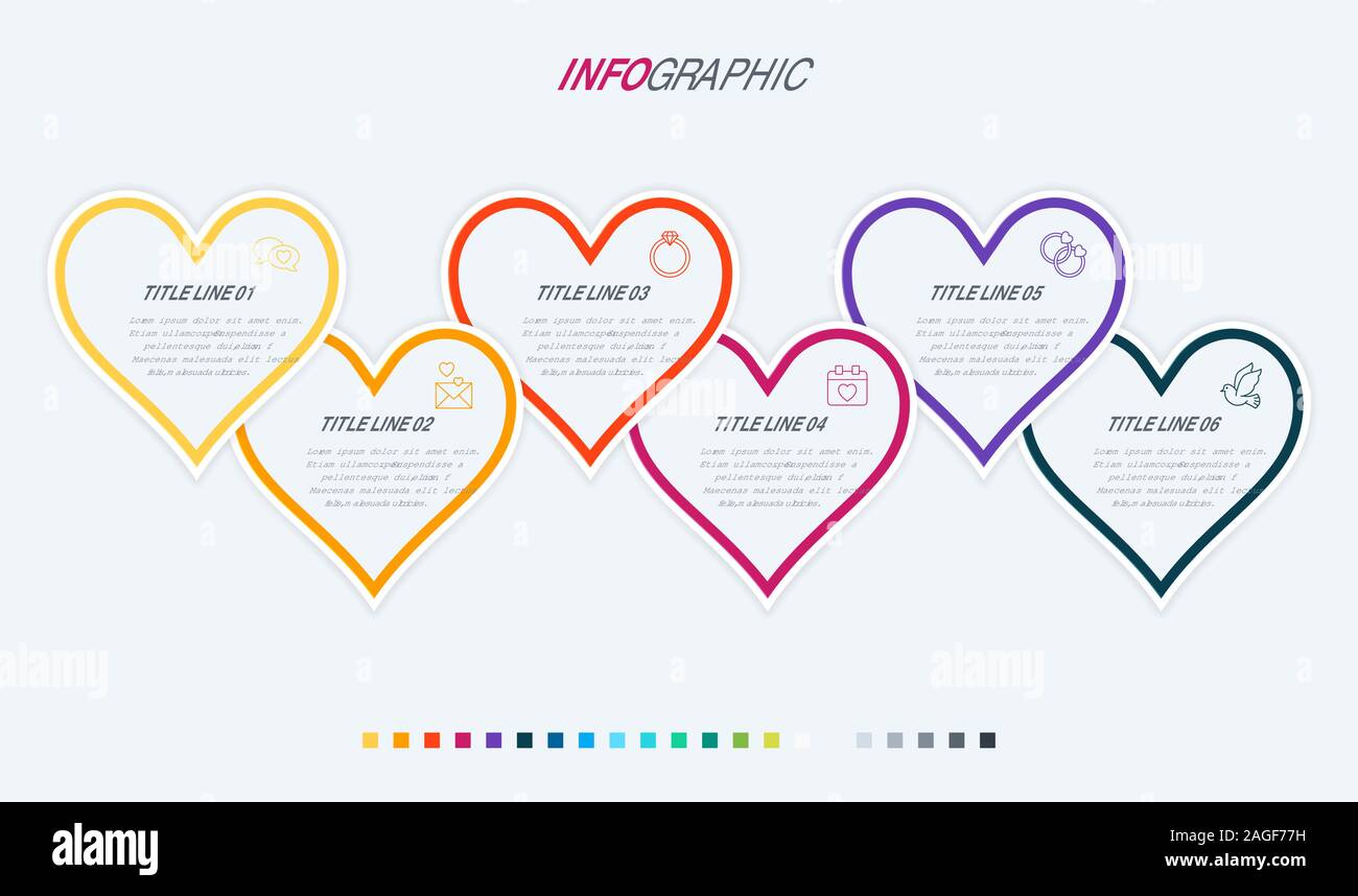 Vector infographics timeline design template with hearts elements ...