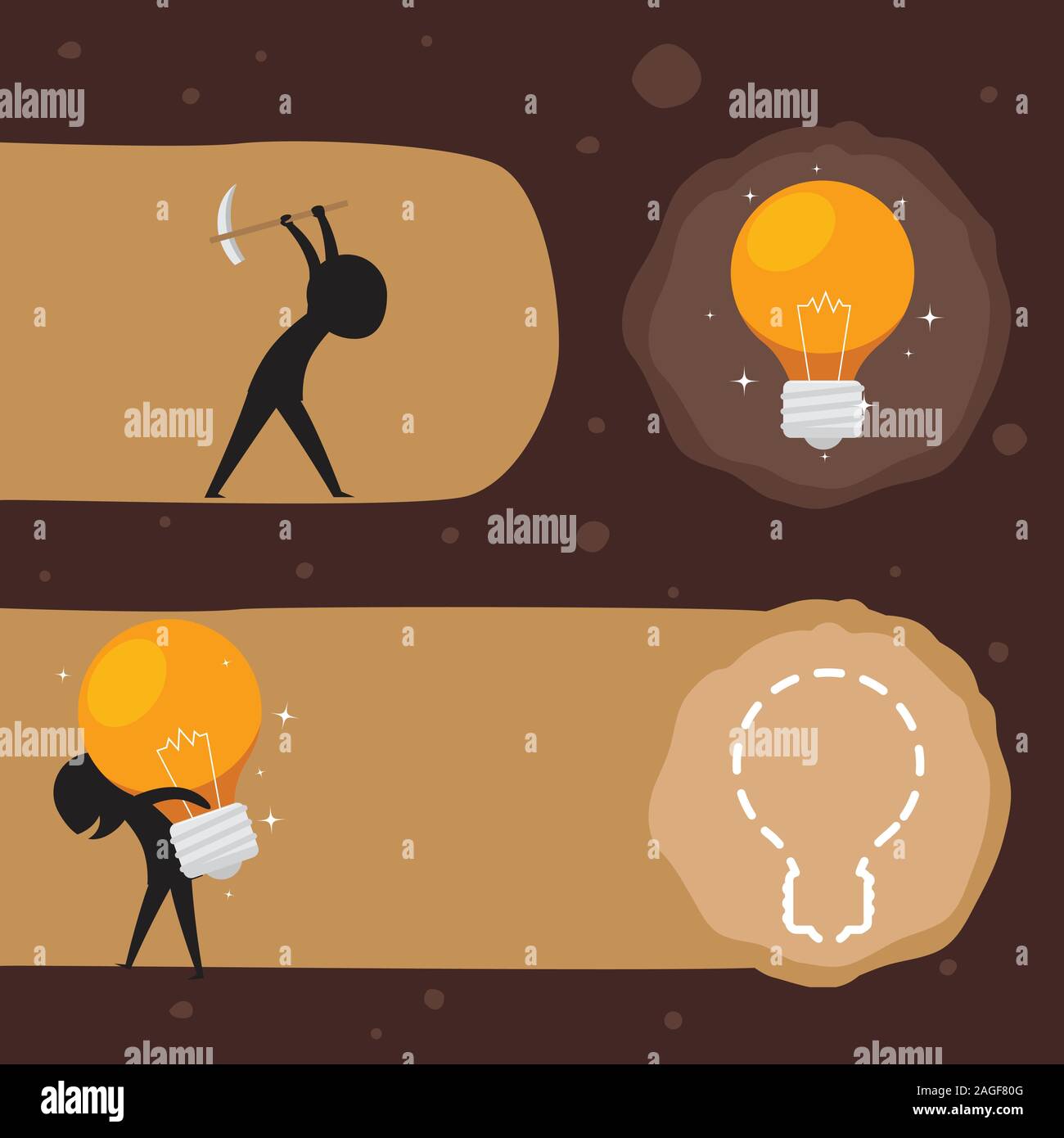 Carry light bulb in a shoulder. Silhouette Illustration Stock Vector ...