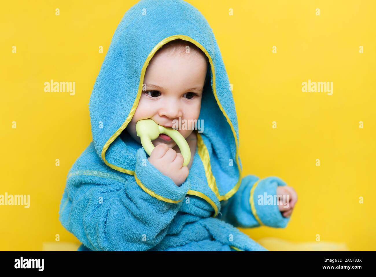 Baby blue bath robe hi-res stock photography and images - Alamy