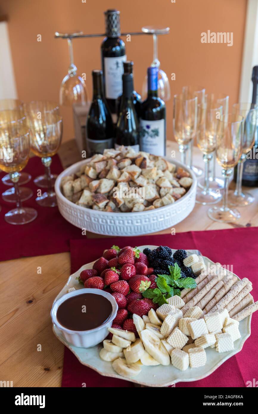 fondue party ingredients on table top Stock Photo - Alamy