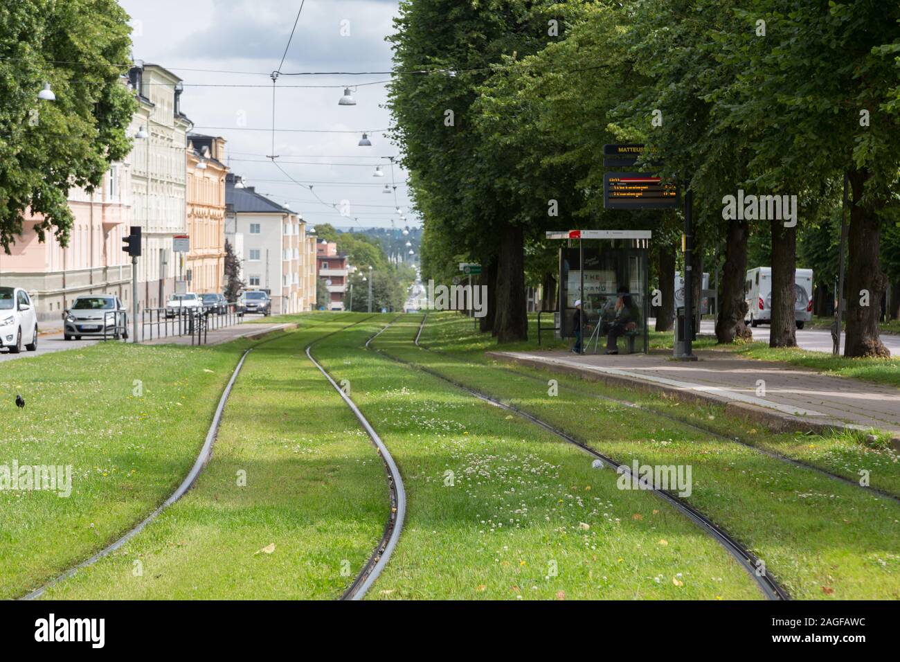 Grassy train tracks Stock Photo - Alamy