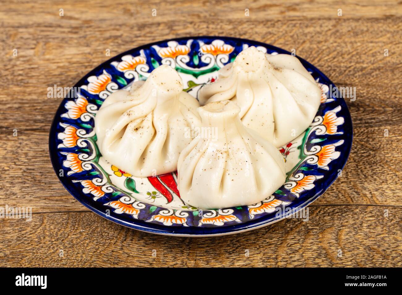 Georgian traditional Khinkali dumplings with meat Stock Photo - Alamy