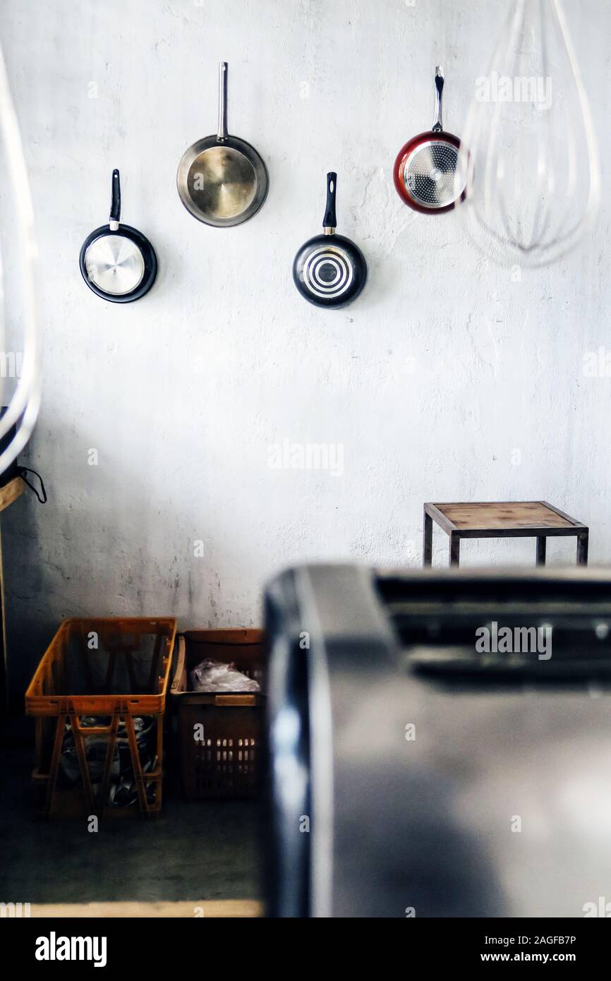 Detail image of kitchen utensils background Stock Photo - Alamy