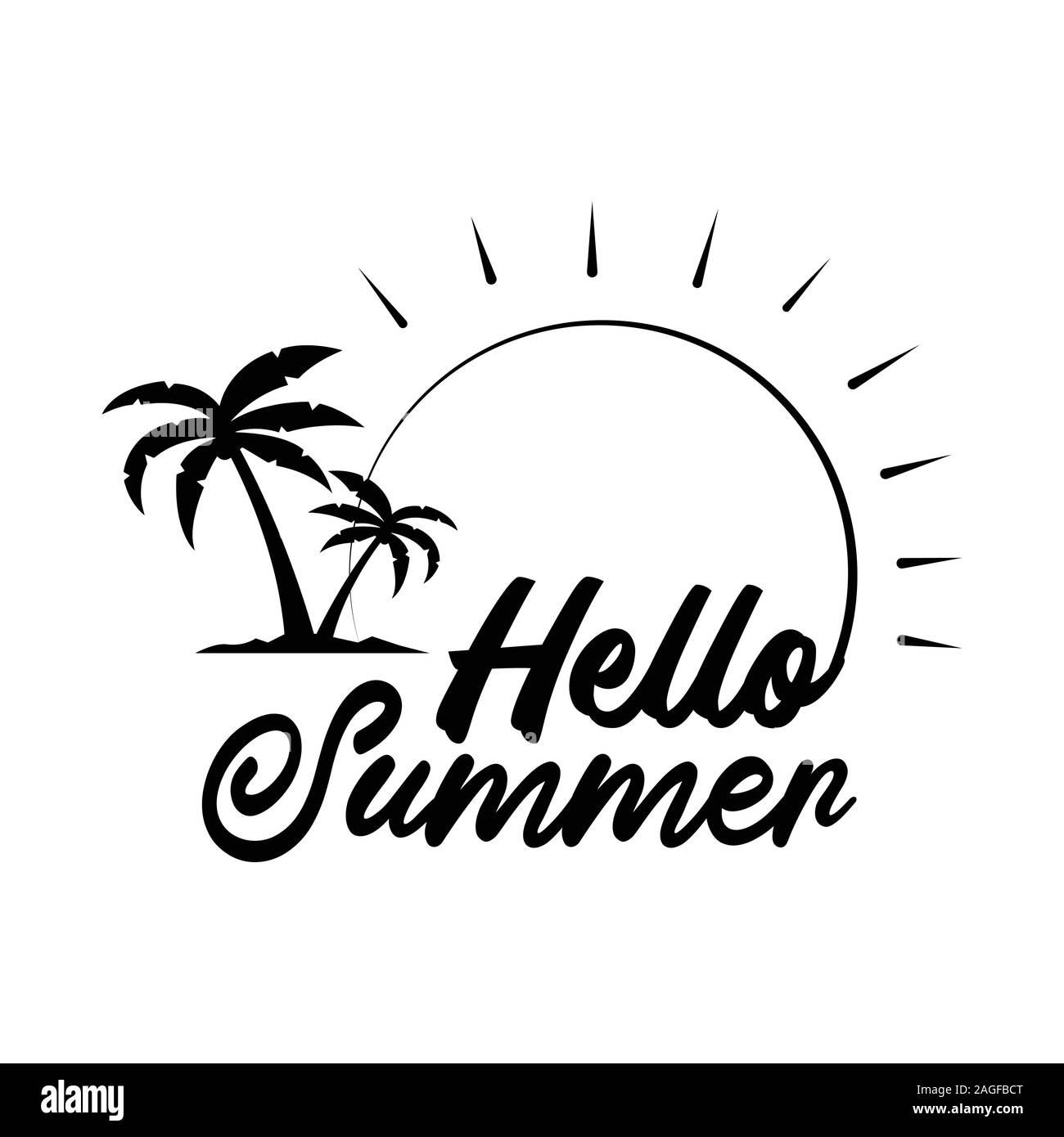 Hello summer card banner Black and White Stock Photos & Images - Alamy