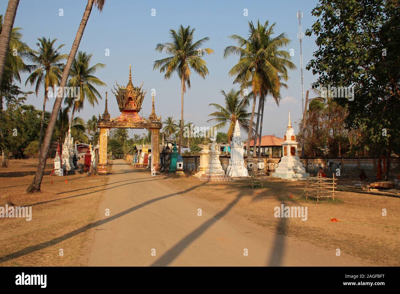 buddhist temple (wat khon tai) on khone island in (laos Stock Photo - Alamy