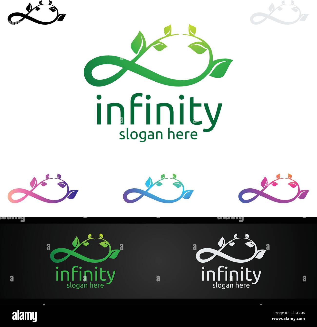 Green Infinity loop logo icon. Vector unlimited infinity, endless line ...