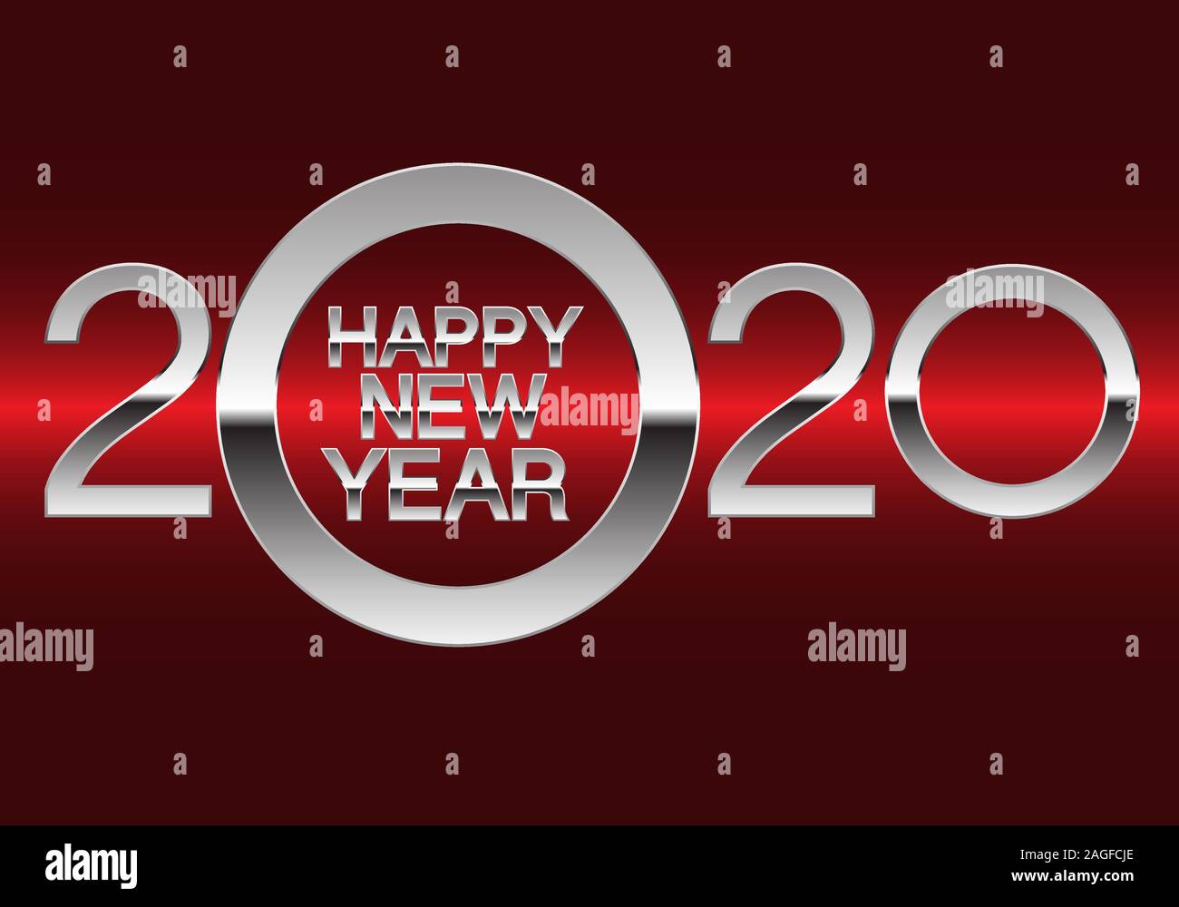 Happy New Year 2020 silver on red light design luxury holiday countdown ...