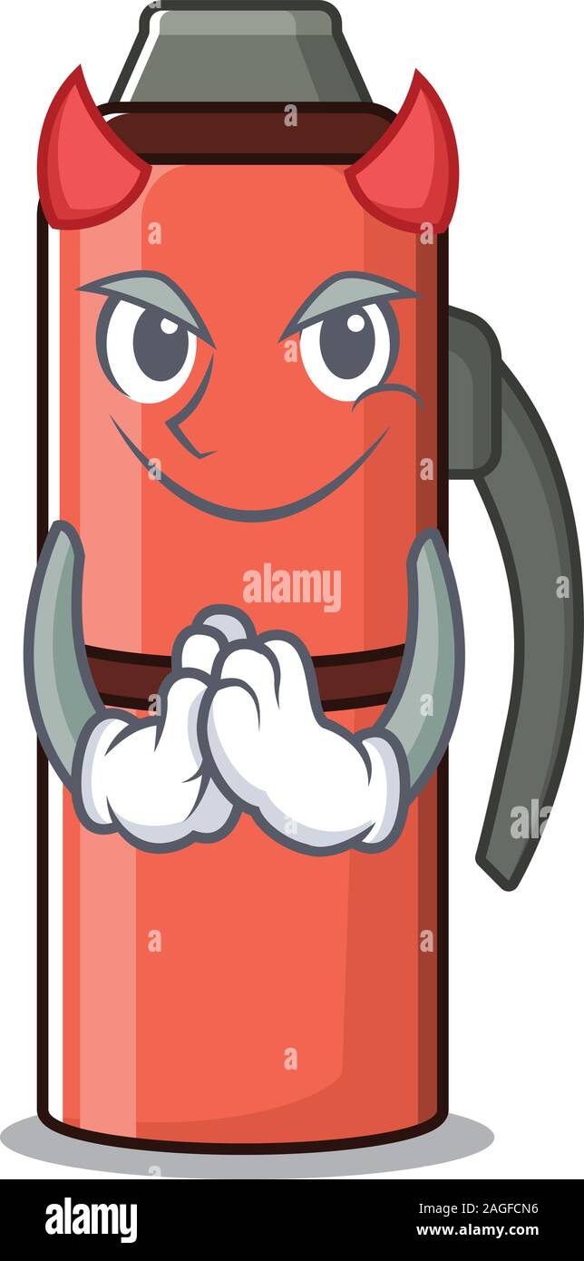 Devil Cartoon character of thermos bottle Scroll design Stock Vector ...