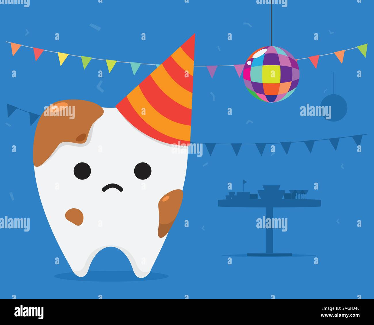 Stained Tooth on party. Isolated Vector Illustration Stock Vector Image ...