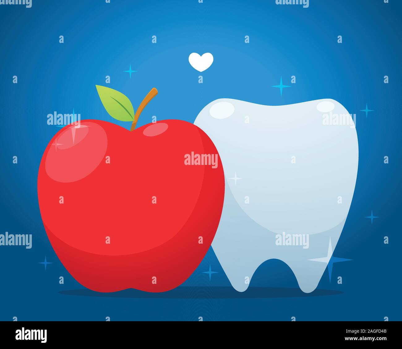 The Red Apple and The Tooth. Isolated Vector Illustration Stock Vector ...