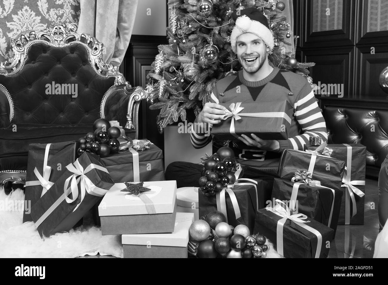 New year man prepare Black and White Stock Photos & Images - Alamy