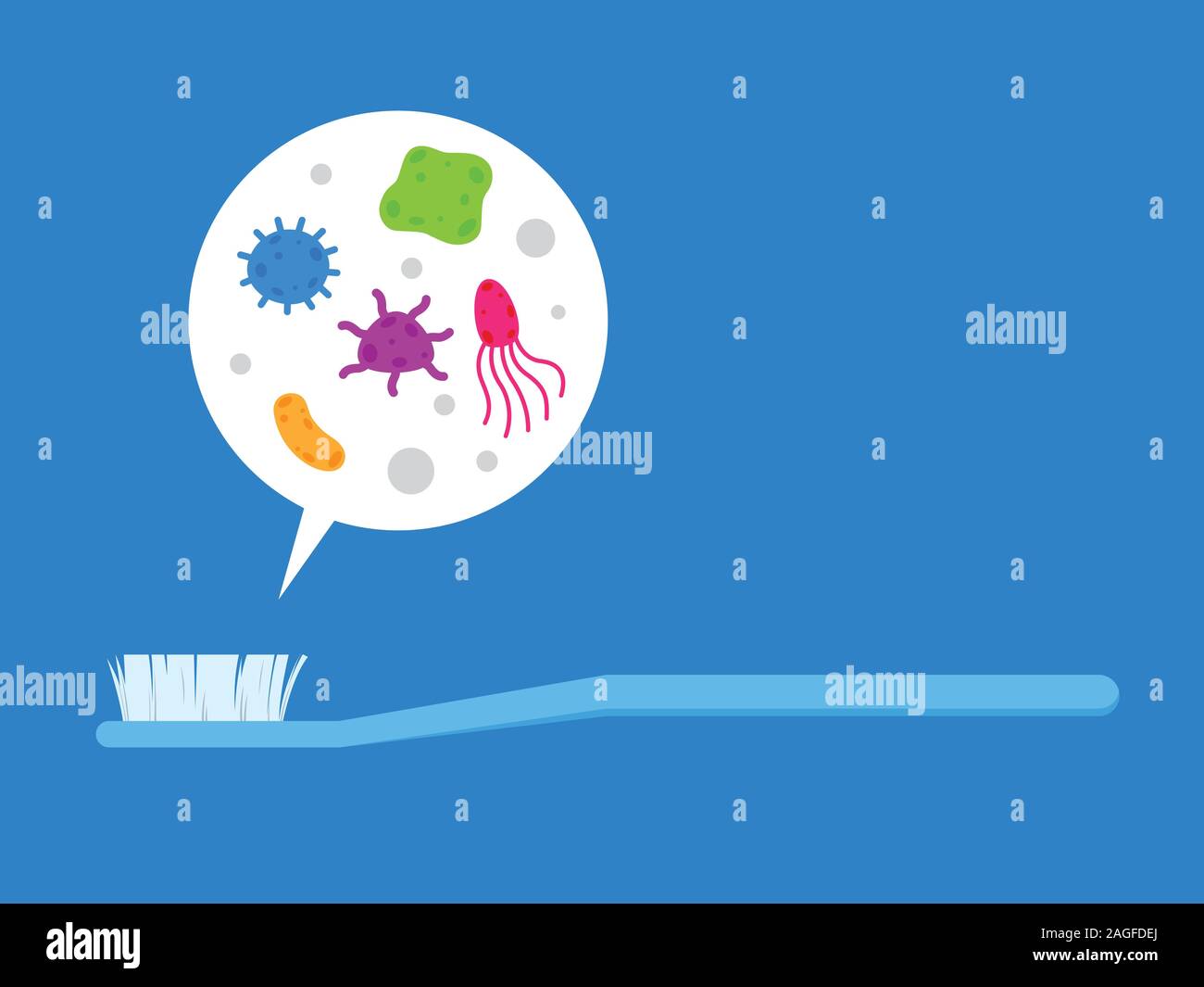 The Old Toothbrush with Germs and Bacteria. Isolated Vector ...