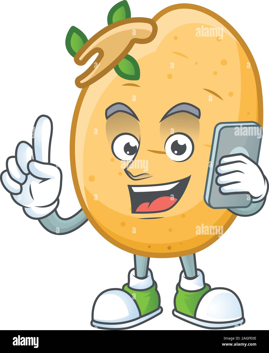 Mascot design of sprouted potato tuber speaking on the phone Stock ...